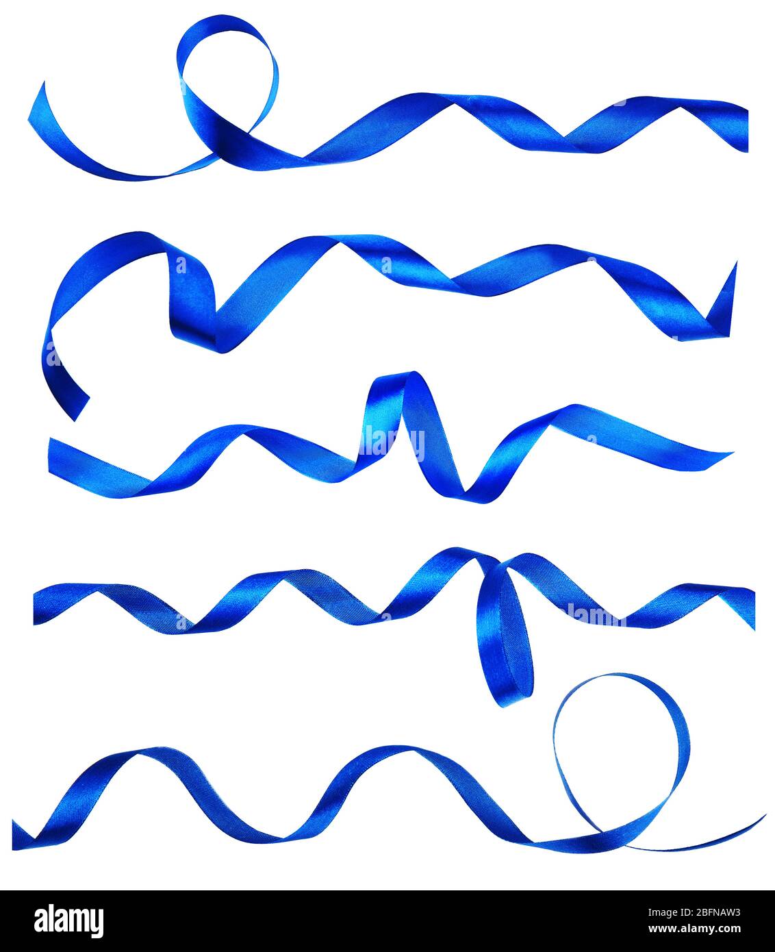 Collage of festive blue ribbons on white background Stock Photo - Alamy