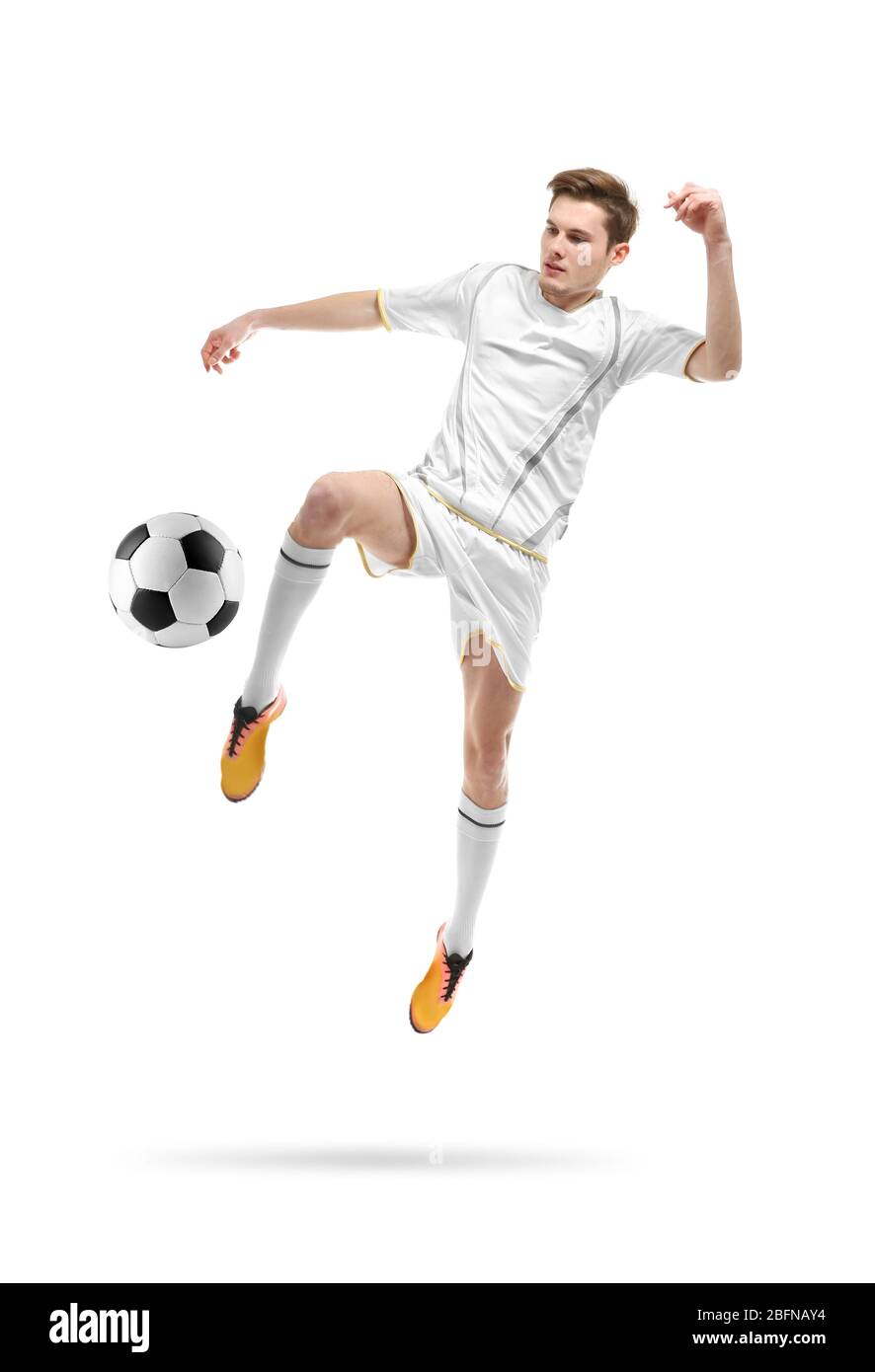 Professional football player on white background Stock Photo - Alamy