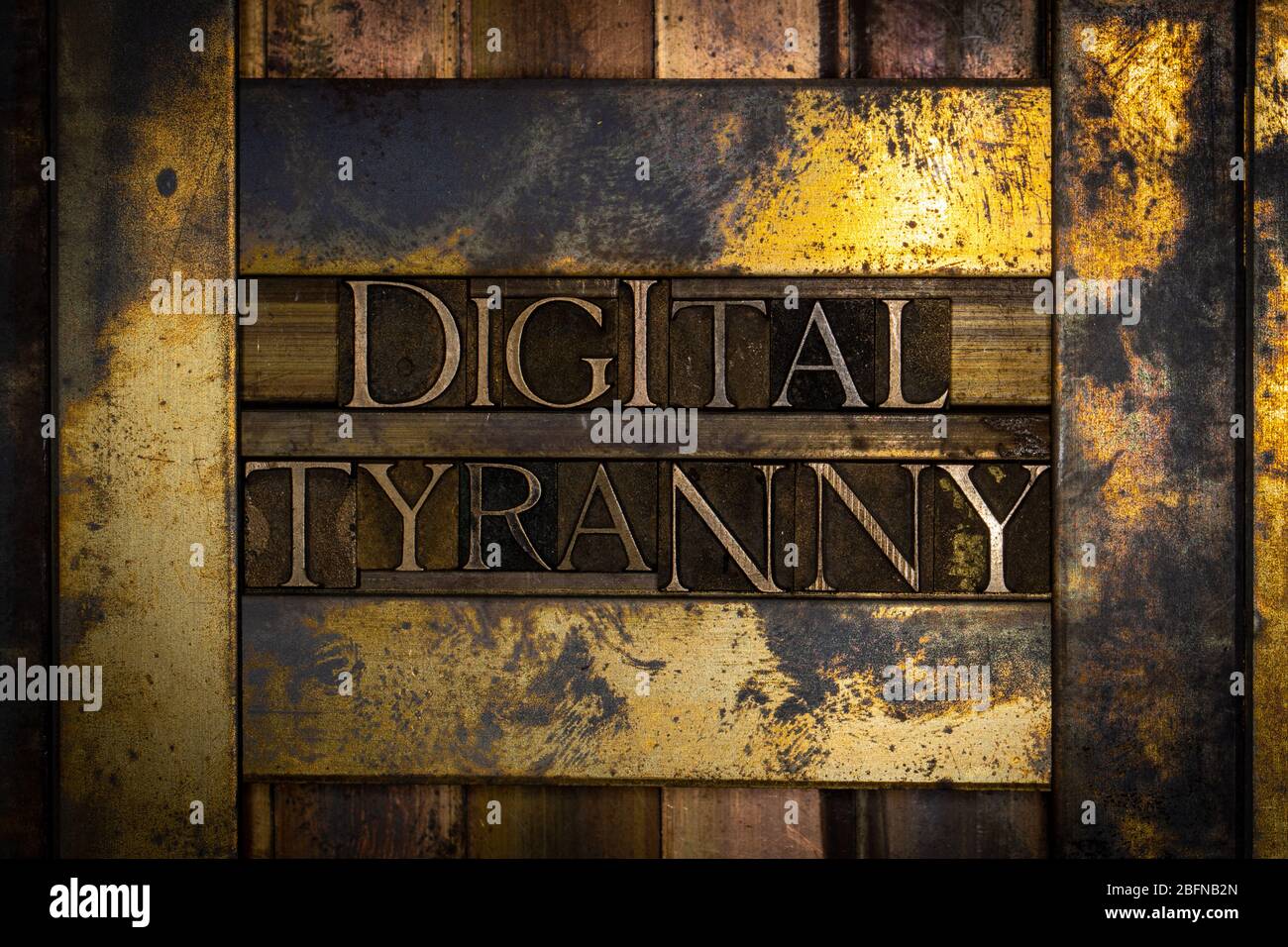 Photo of real authentic typeset numbers forming Digital Tyranny text on ...