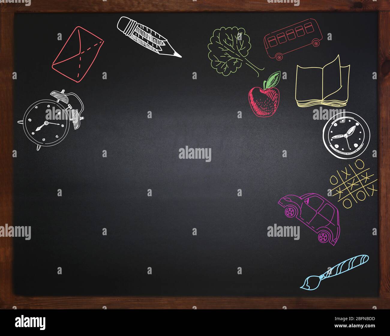 Creative sketches on chalkboard background. Children development ...