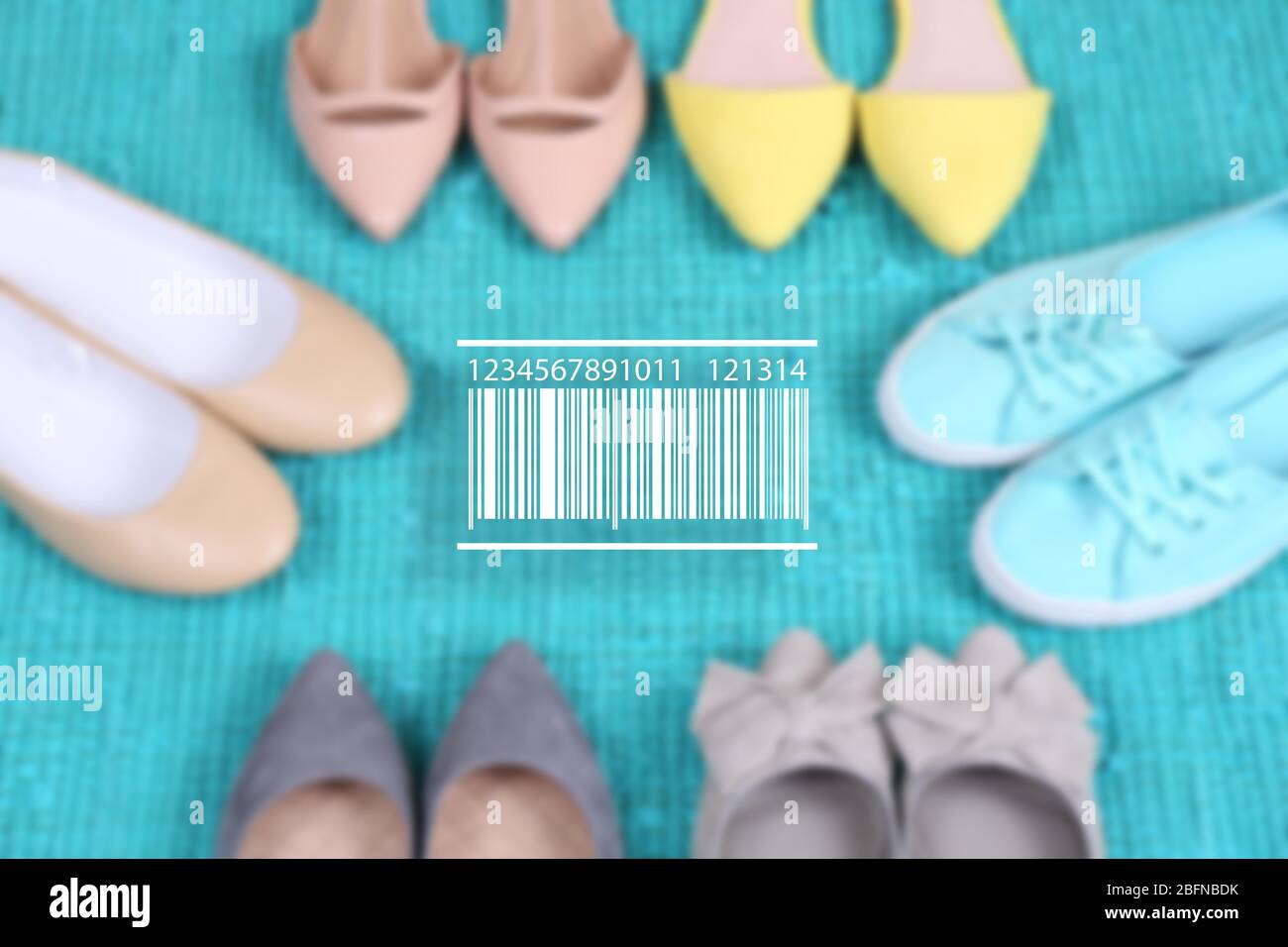 Barcode on blurred female fashion shoes background. Wholesale and ...