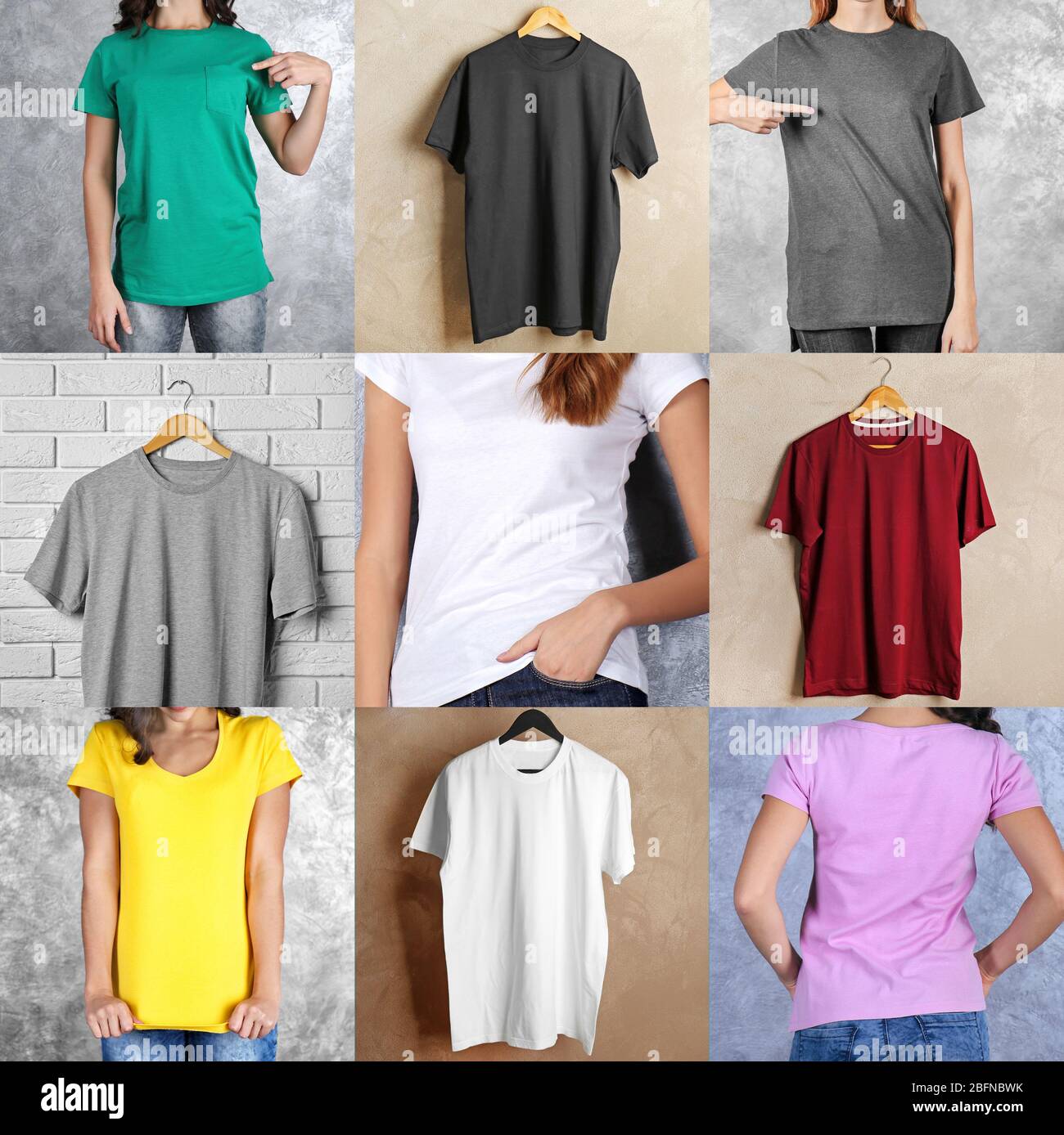 Collage of stylish and trendy t-shirts Stock Photo - Alamy