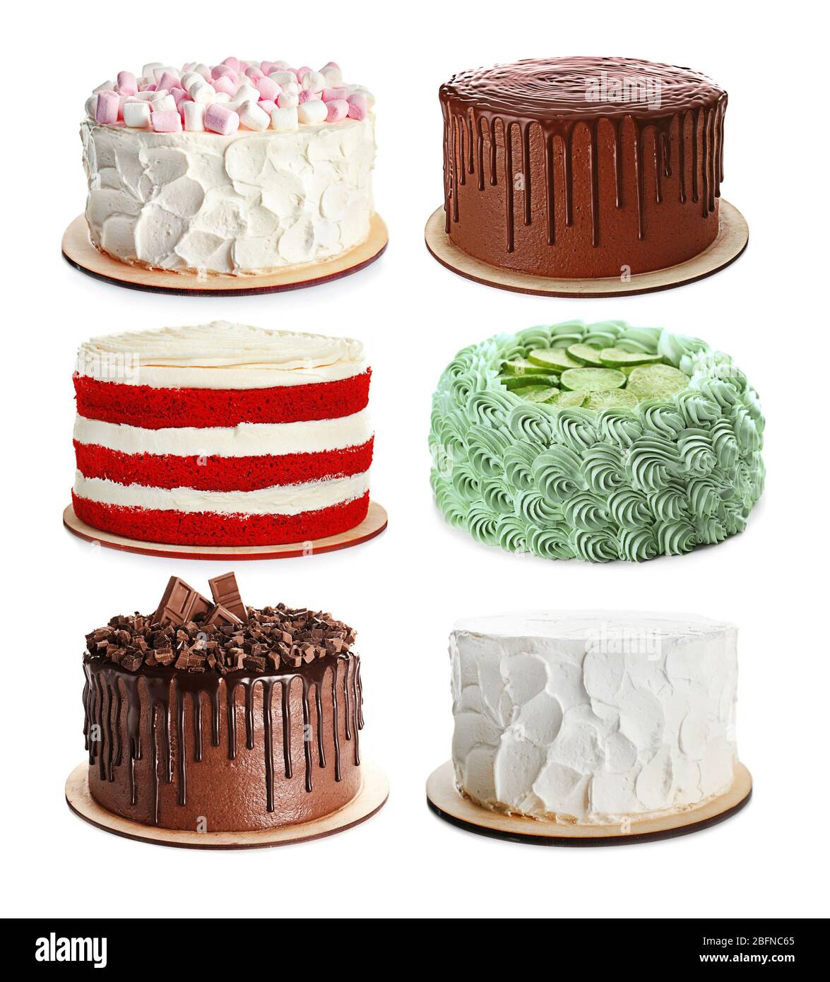 Set of different delicious cakes on white background Stock Photo - Alamy