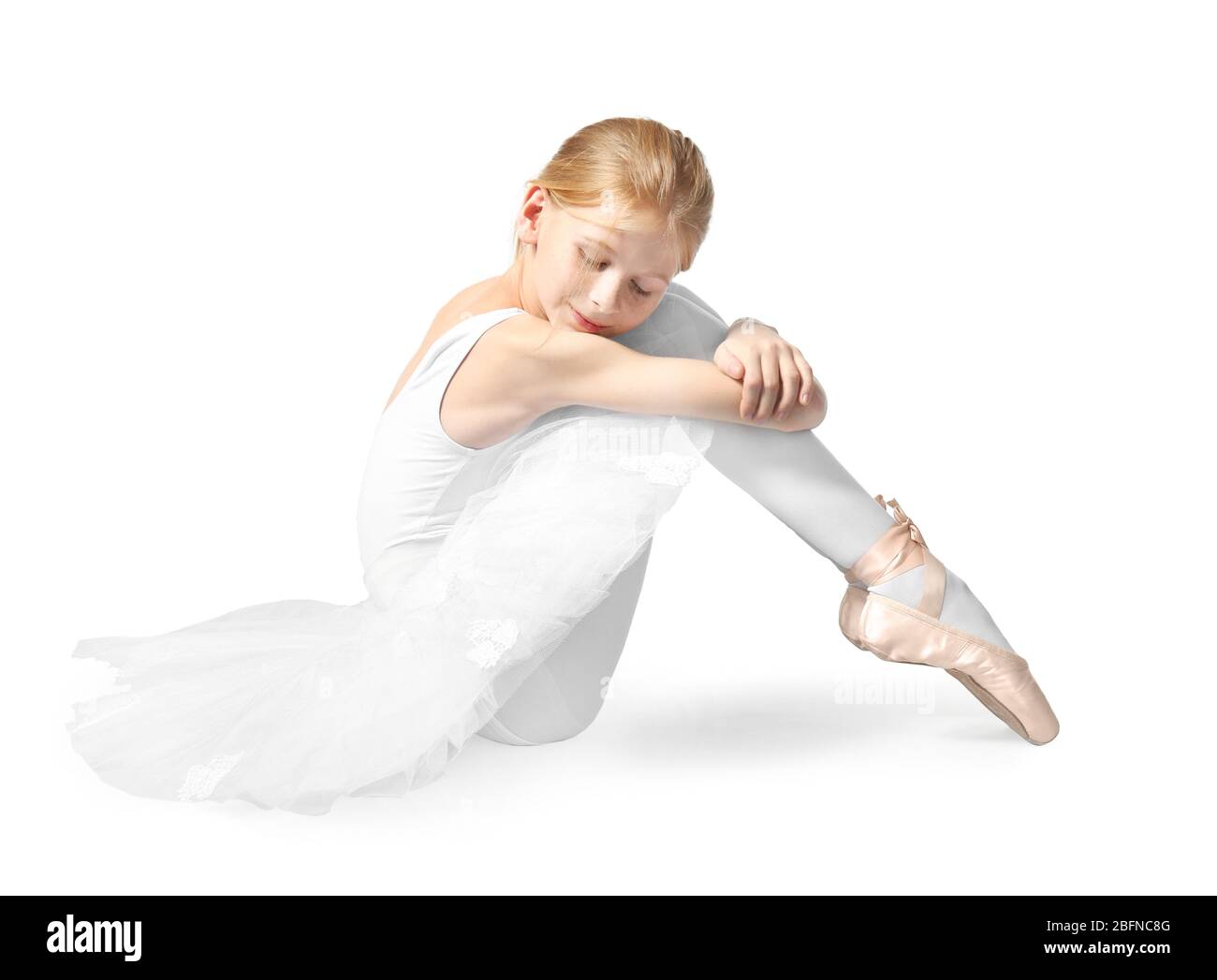 Beautiful ballet dancer on white background Stock Photo - Alamy