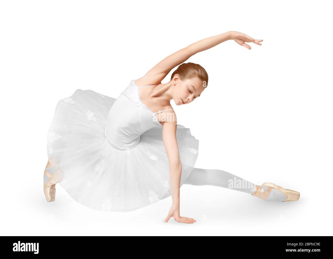Beautiful ballet dancer on white background Stock Photo - Alamy