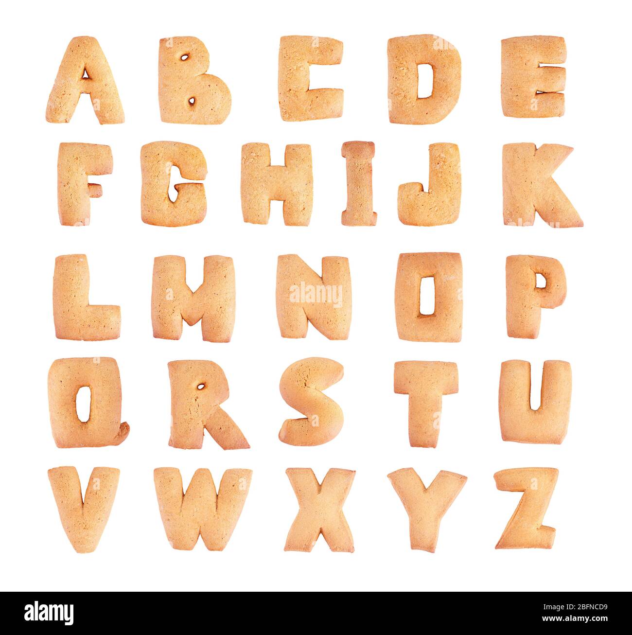 Set of tasty cookies letters on white background Stock Photo - Alamy