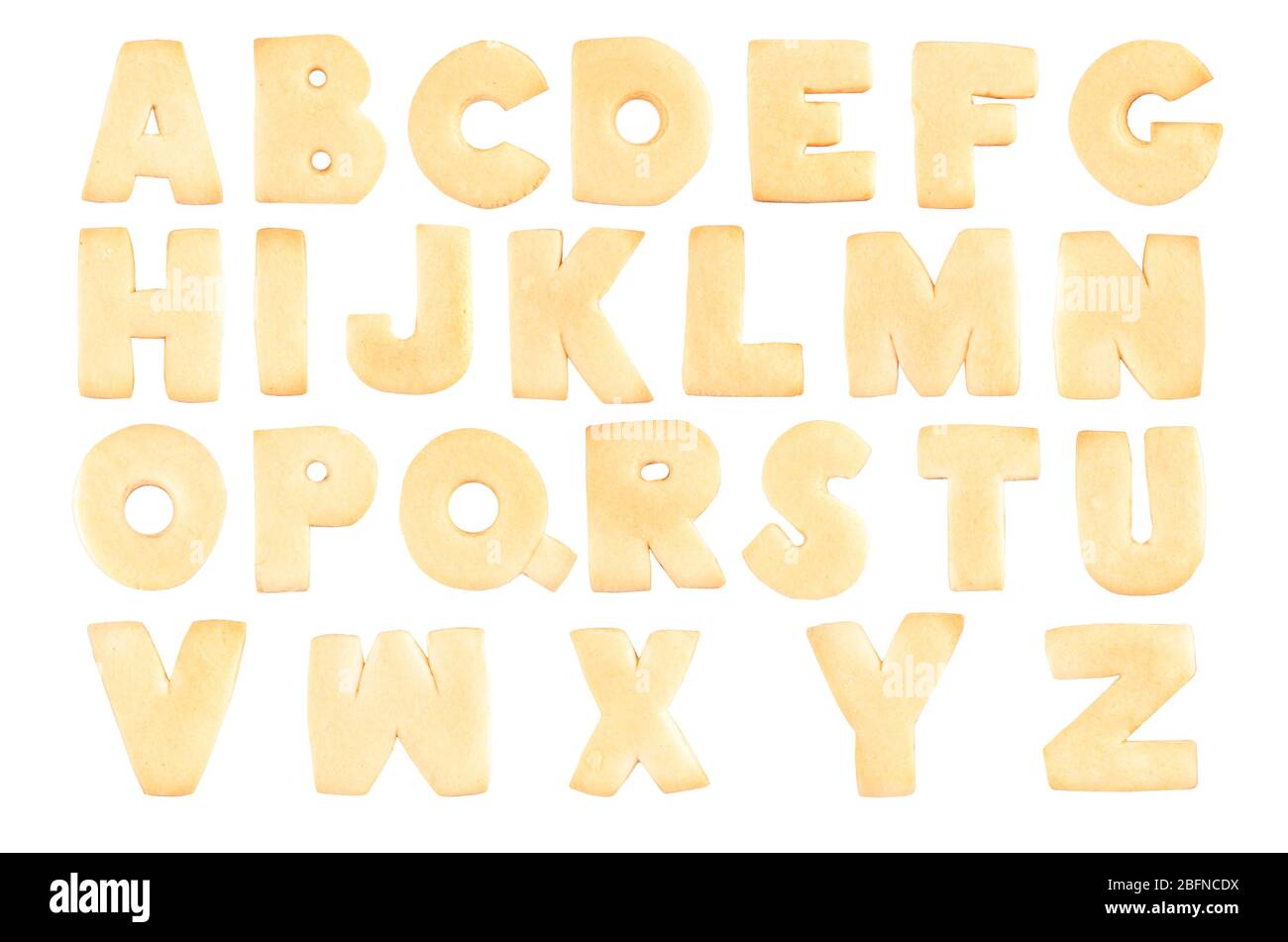 Alphabet cookies on white Cut Out Stock Images & Pictures - Alamy