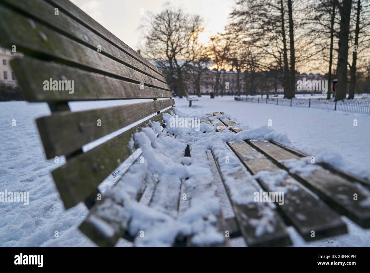 bench with snow Stock Photo - Alamy