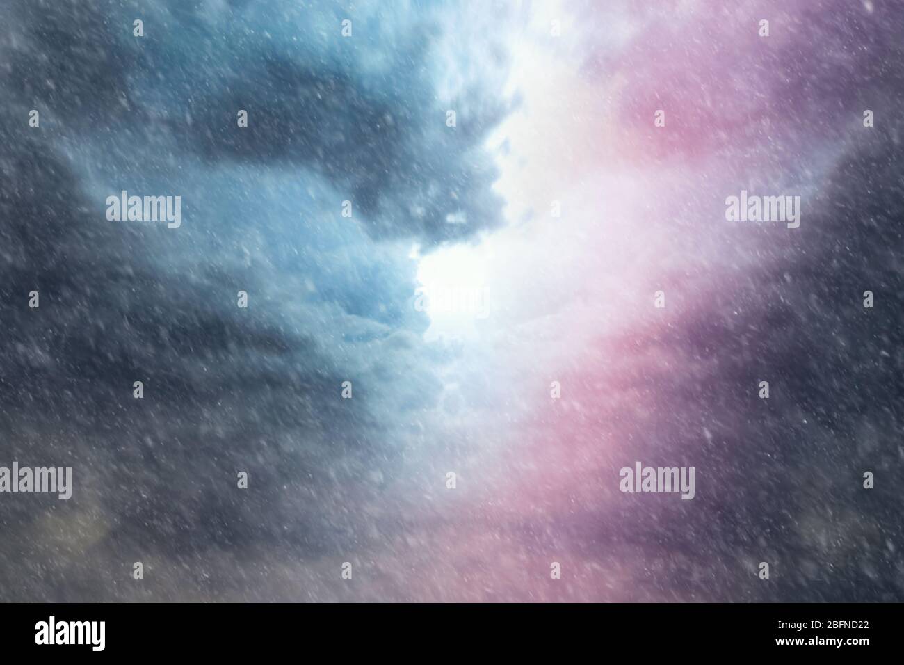 Dark sky with snow storm clouds and northern lights Stock Photo - Alamy