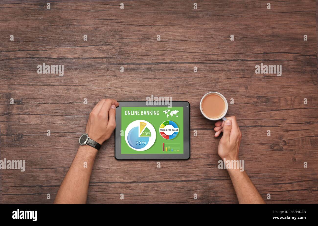 Online banking concept. Man using tablet Stock Photo - Alamy