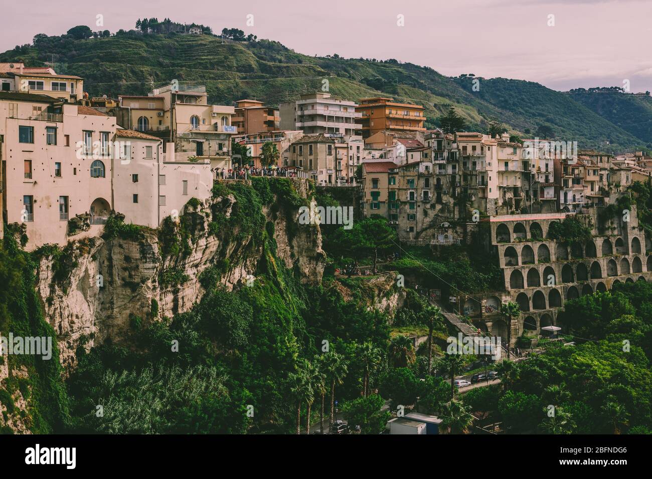 Tropea (Calabria South Italy) Coastline. City skyline Buildings on ...