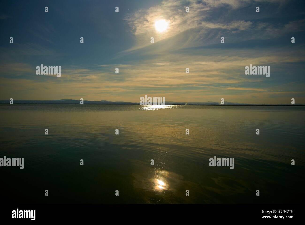 Sunset in the albufera lake Stock Photo - Alamy