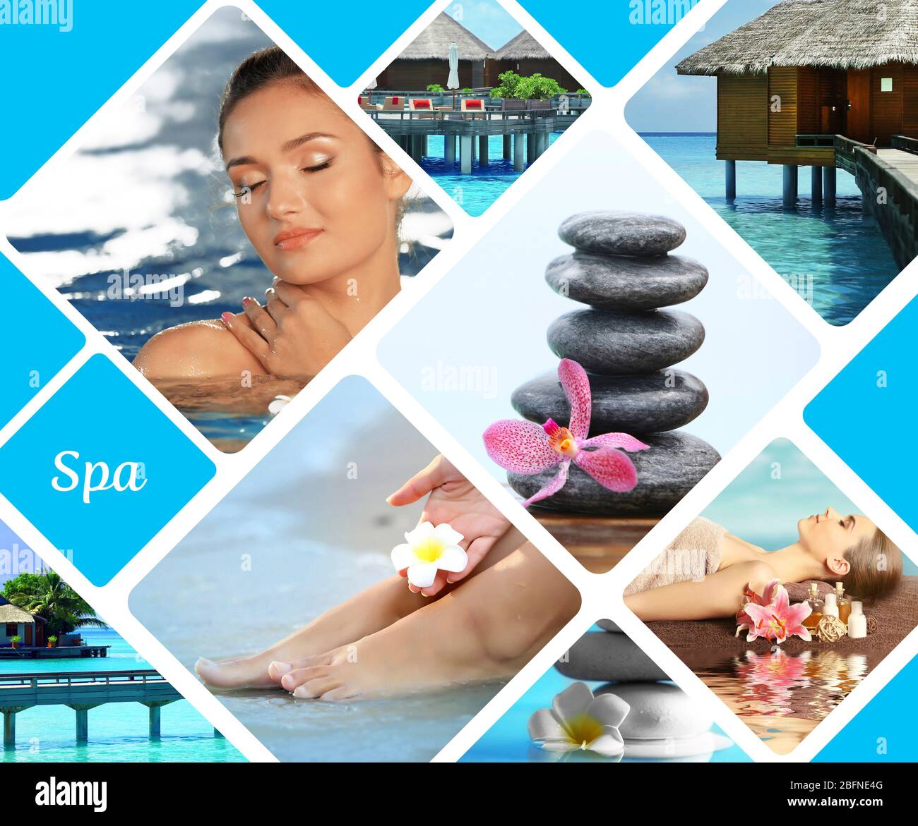 Spa vacation concept. Luxury resort collage Stock Photo - Alamy