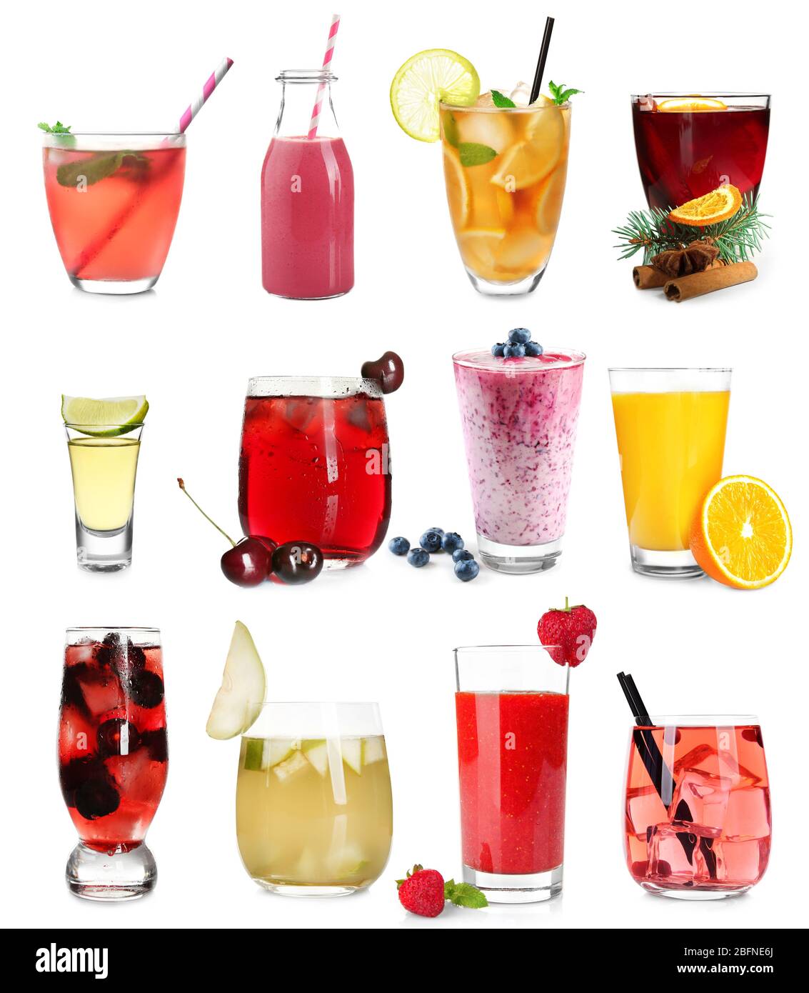 Delicious cocktails on white background Stock Photo - Alamy