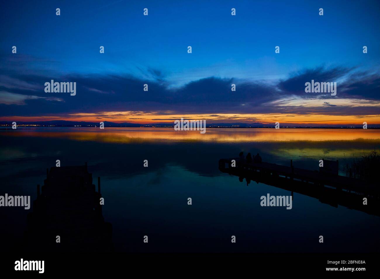 Sunset in the albufera lake Stock Photo - Alamy