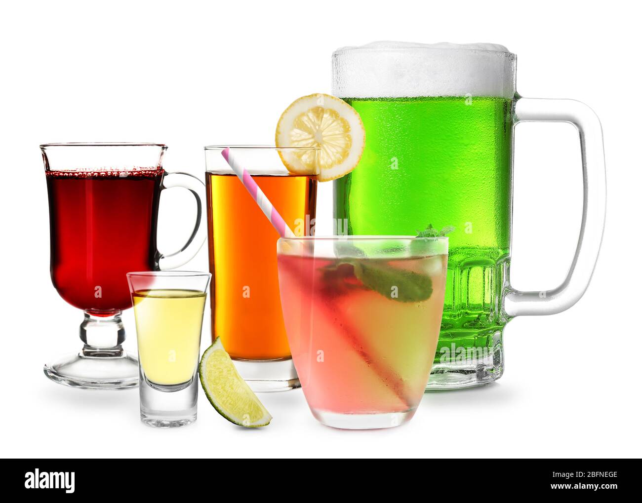 Delicious cocktails on white background Stock Photo - Alamy