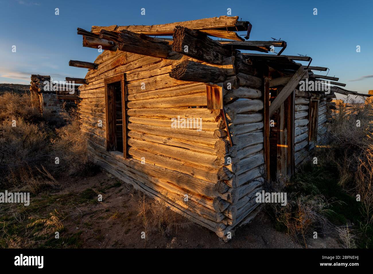 Old weathered logs on a rustic log cabin Stock Photo - Alamy