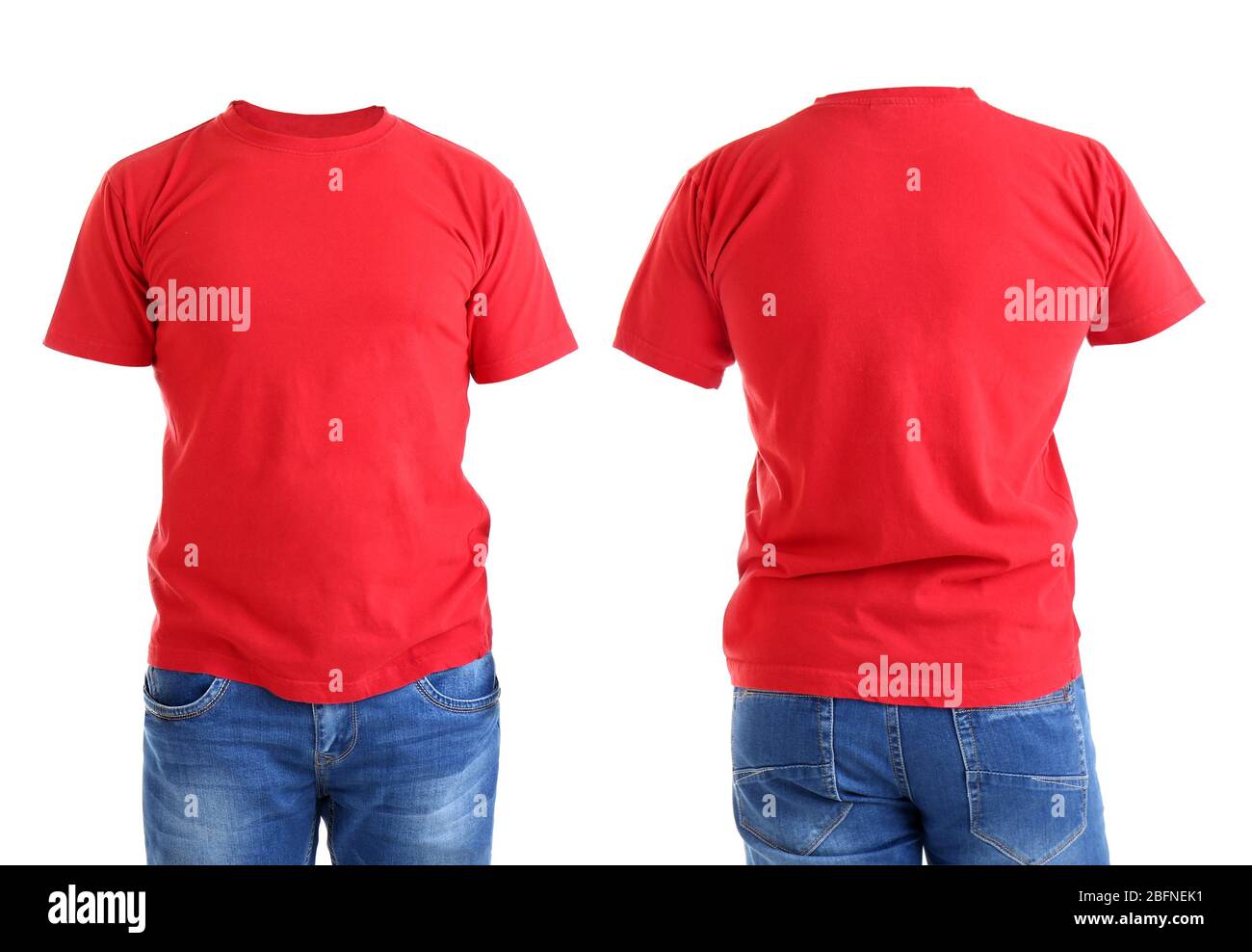 Different views of male t-shirt on white background Stock Photo - Alamy