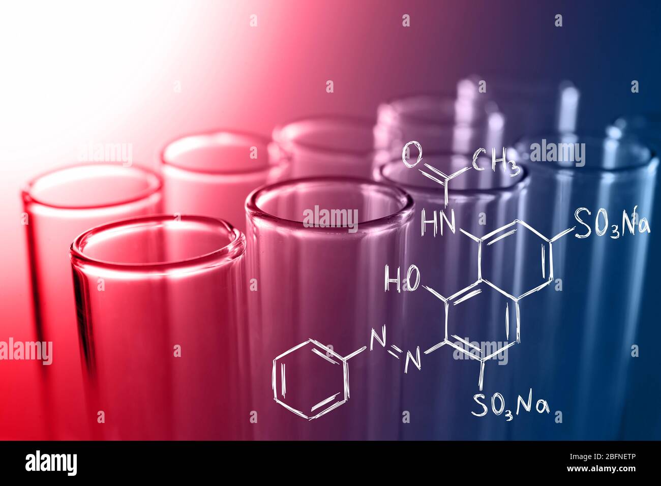 Health care concept. Test tubes with fluid, colorful tone Stock Photo ...