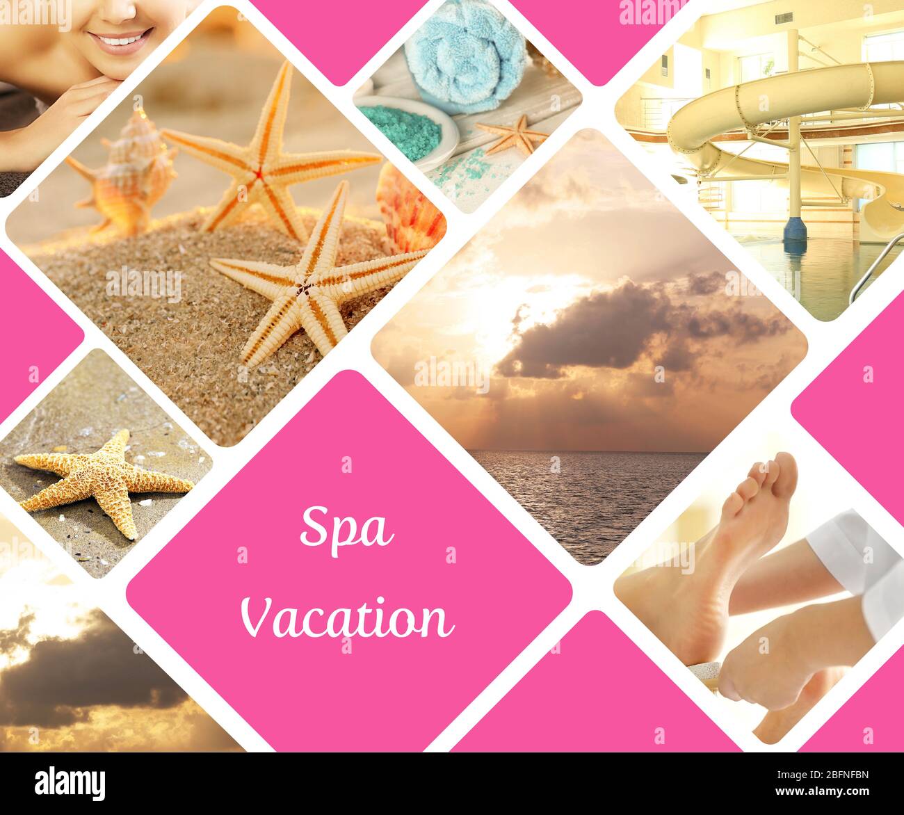 Spa vacation concept. Luxury resort collage Stock Photo - Alamy