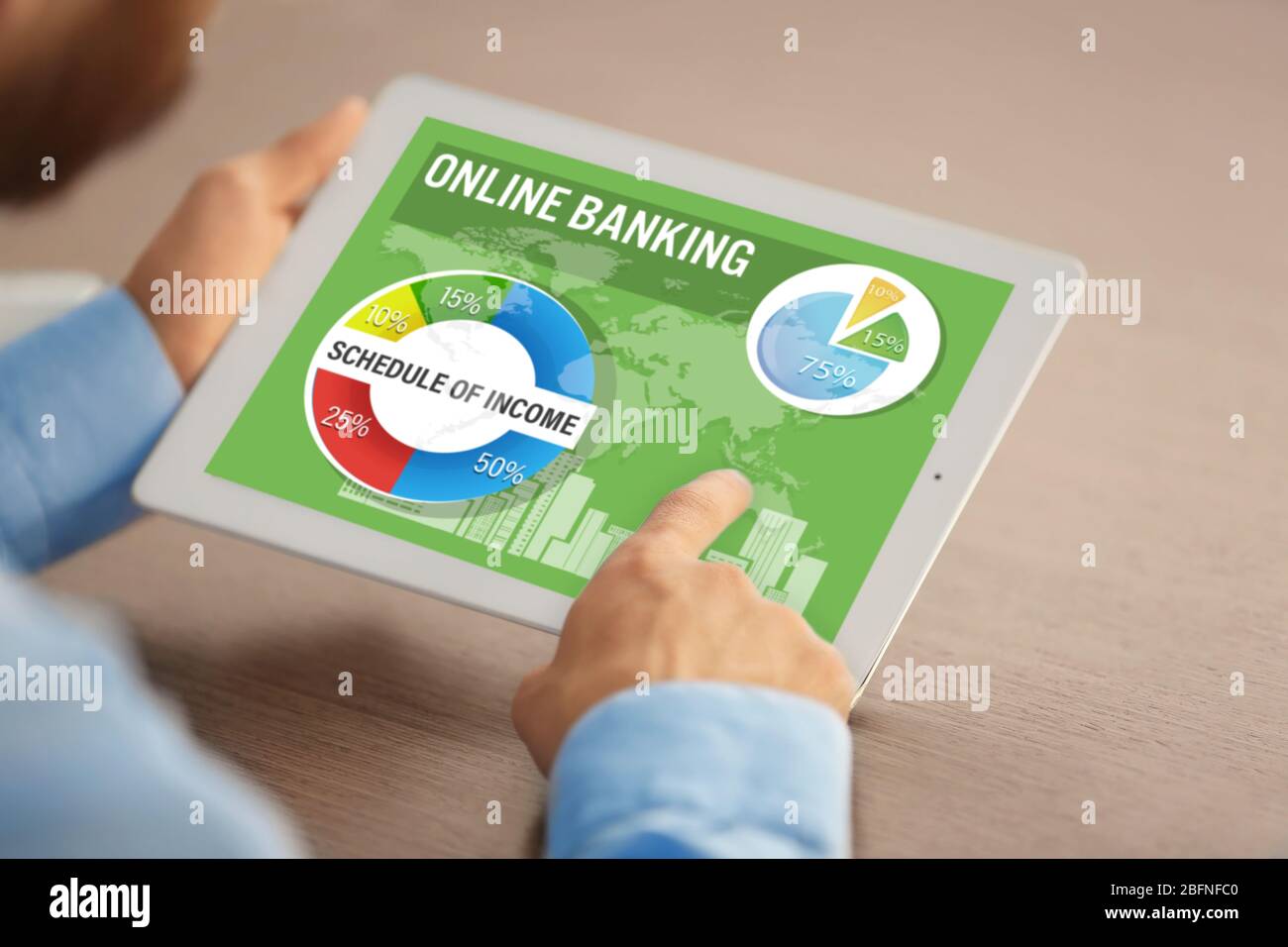 Online banking concept. Man using tablet Stock Photo - Alamy