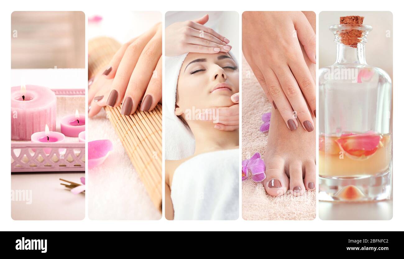 Spa concept. Luxury treatment collage Stock Photo - Alamy