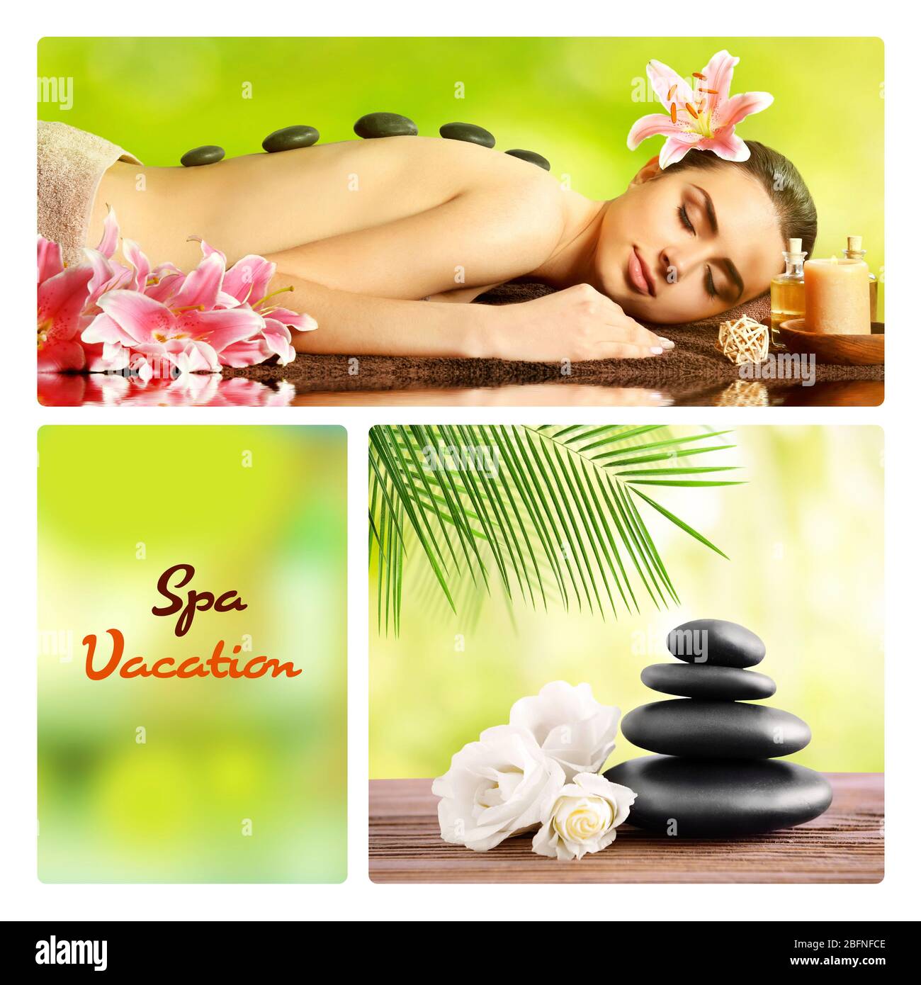 Spa vacation concept. Luxury resort collage Stock Photo - Alamy