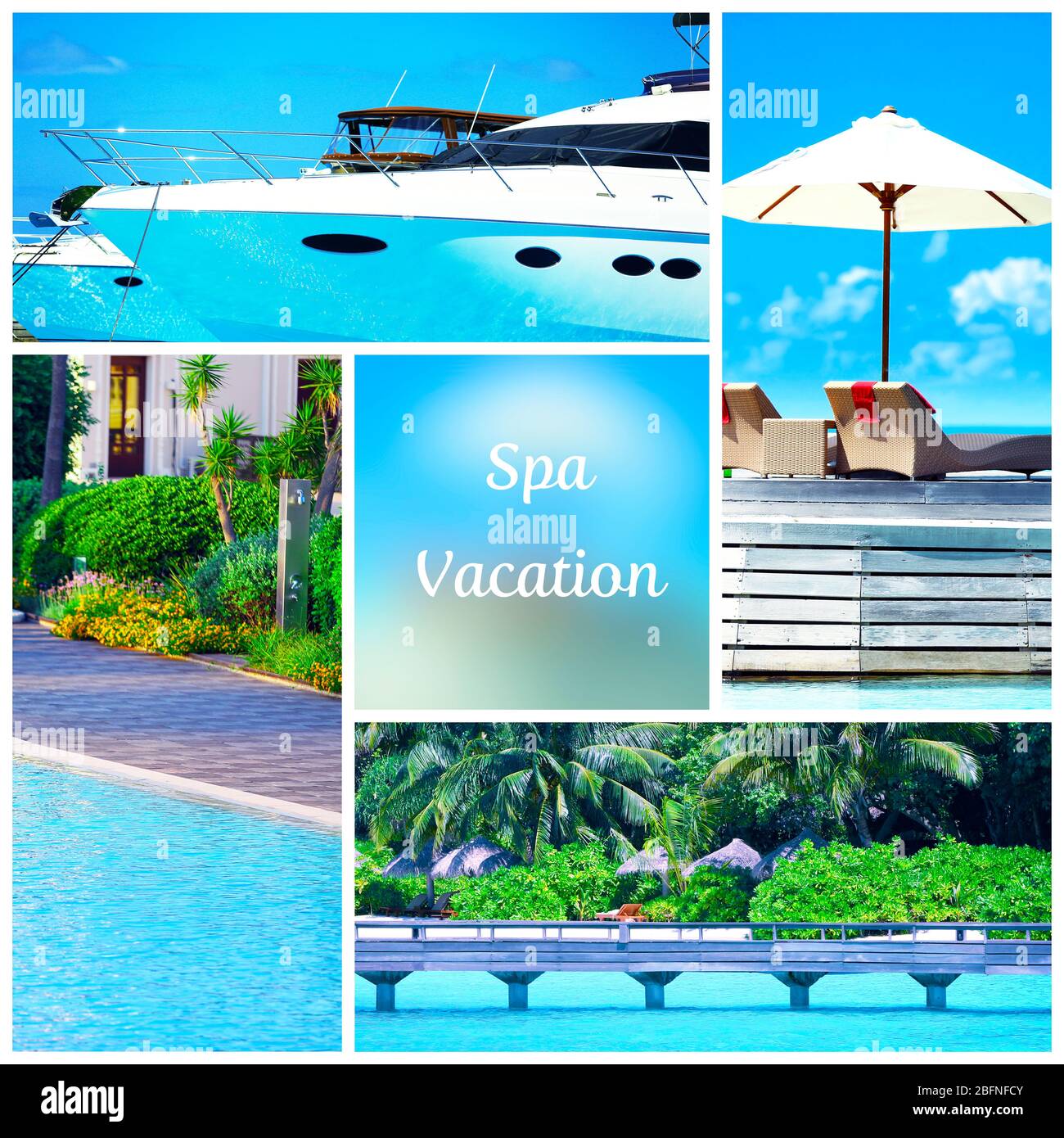 Spa vacation concept. Luxury resort collage Stock Photo - Alamy