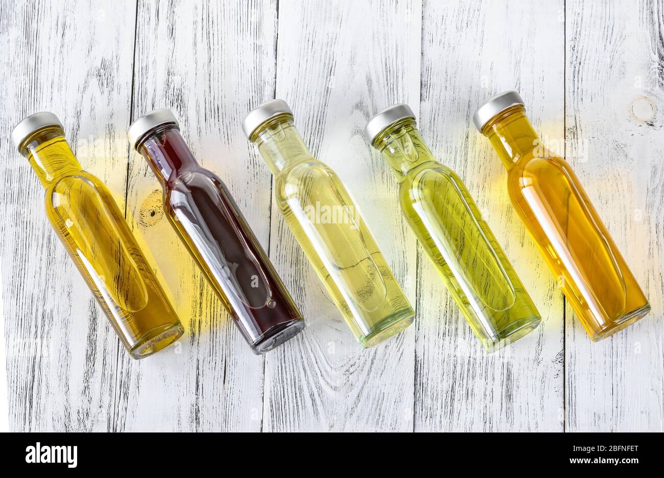 Assortment of vegetable oils in bottles Stock Photo - Alamy
