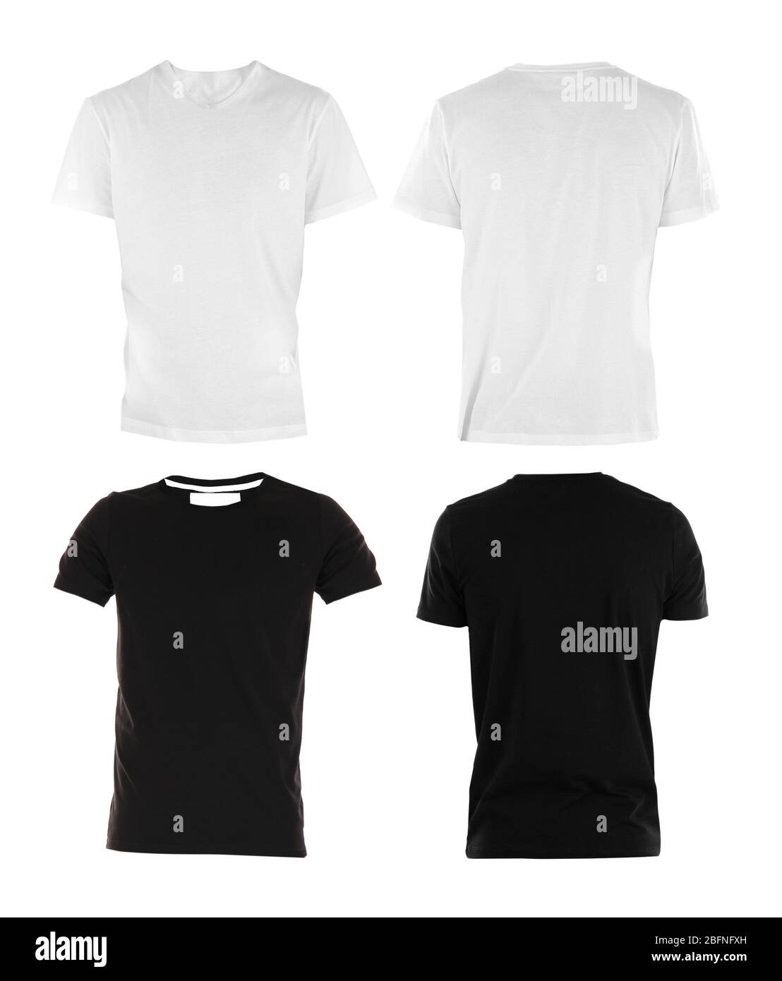 Front and back views of t-shirts on white background Stock Photo - Alamy