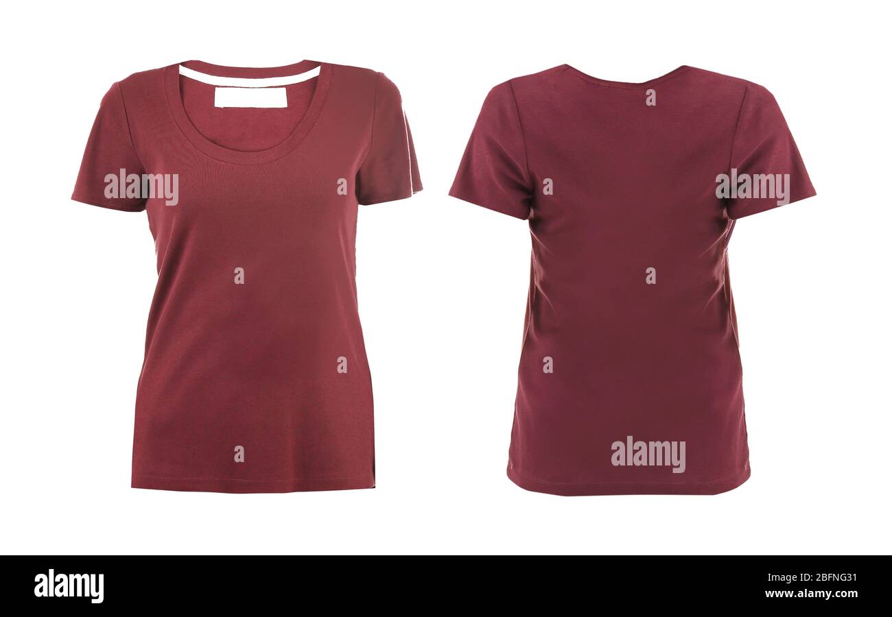Front and back views of t-shirt on white background Stock Photo - Alamy