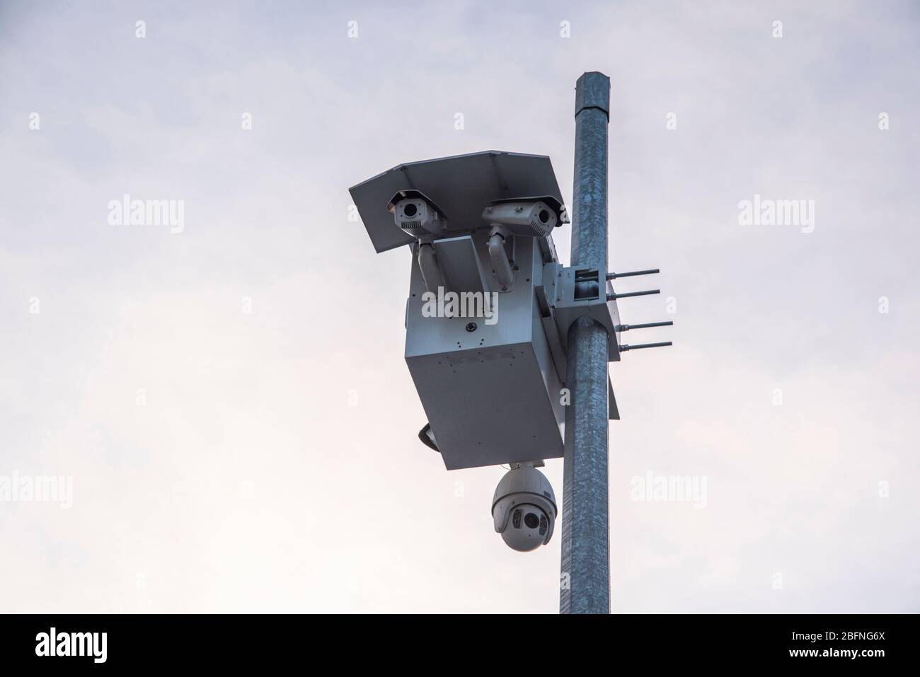 cctv security camera on a pole Stock Photo - Alamy