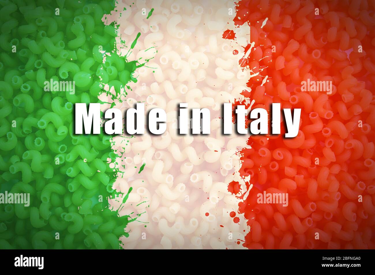 Text MADE IN ITALY and flag on pasta background Stock Photo - Alamy
