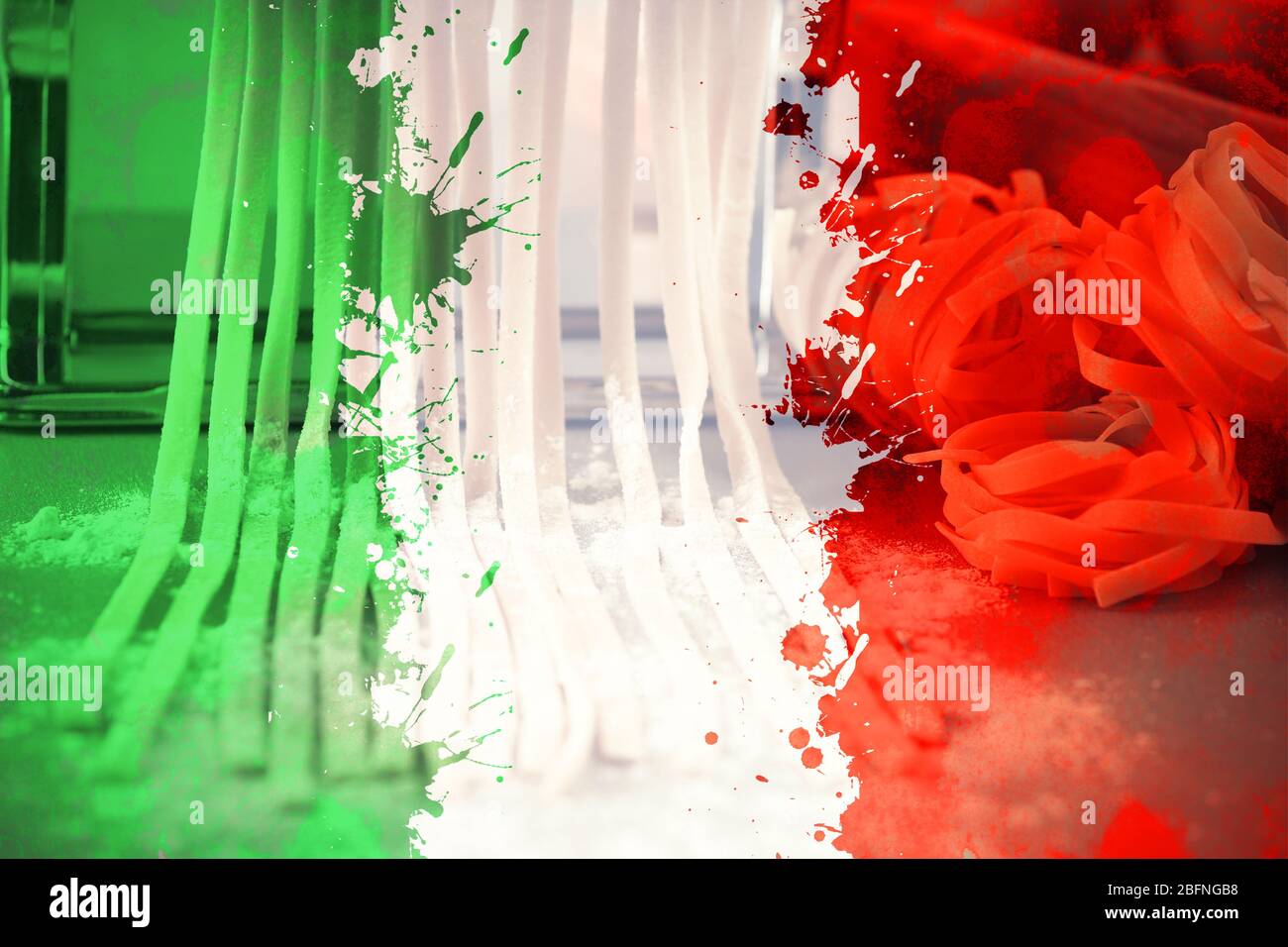 Italian flag on pasta background Stock Photo - Alamy