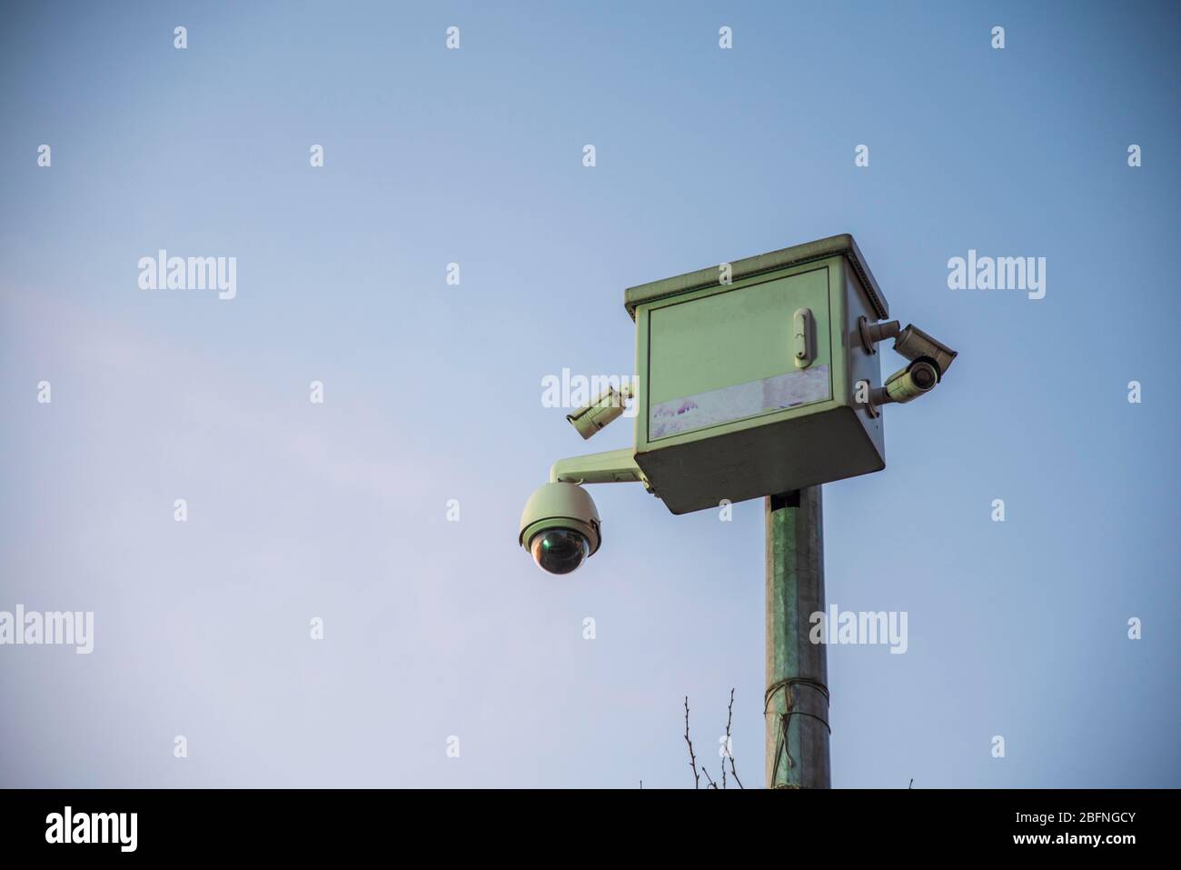 cctv security camera on a pole Stock Photo - Alamy