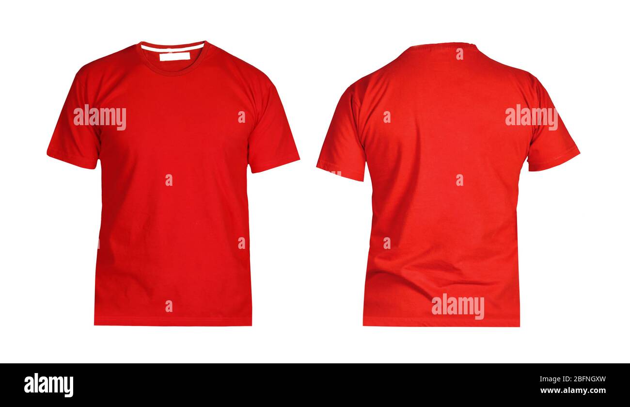 Front and back views of t-shirt on white background Stock Photo - Alamy