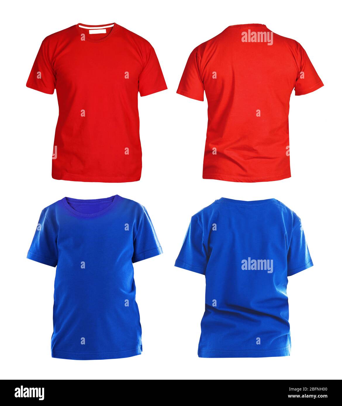 Front and back views of t-shirts on white background Stock Photo - Alamy