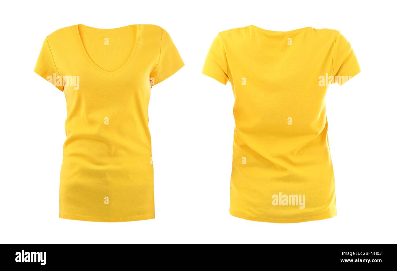 Front and back views of t-shirt on white background Stock Photo - Alamy