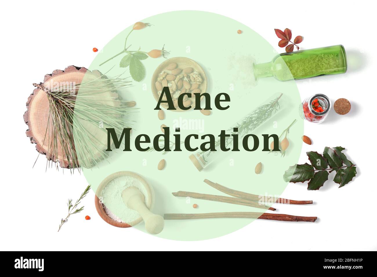 Beauty and skin care concept. Ingredients for preparing acne medication ...