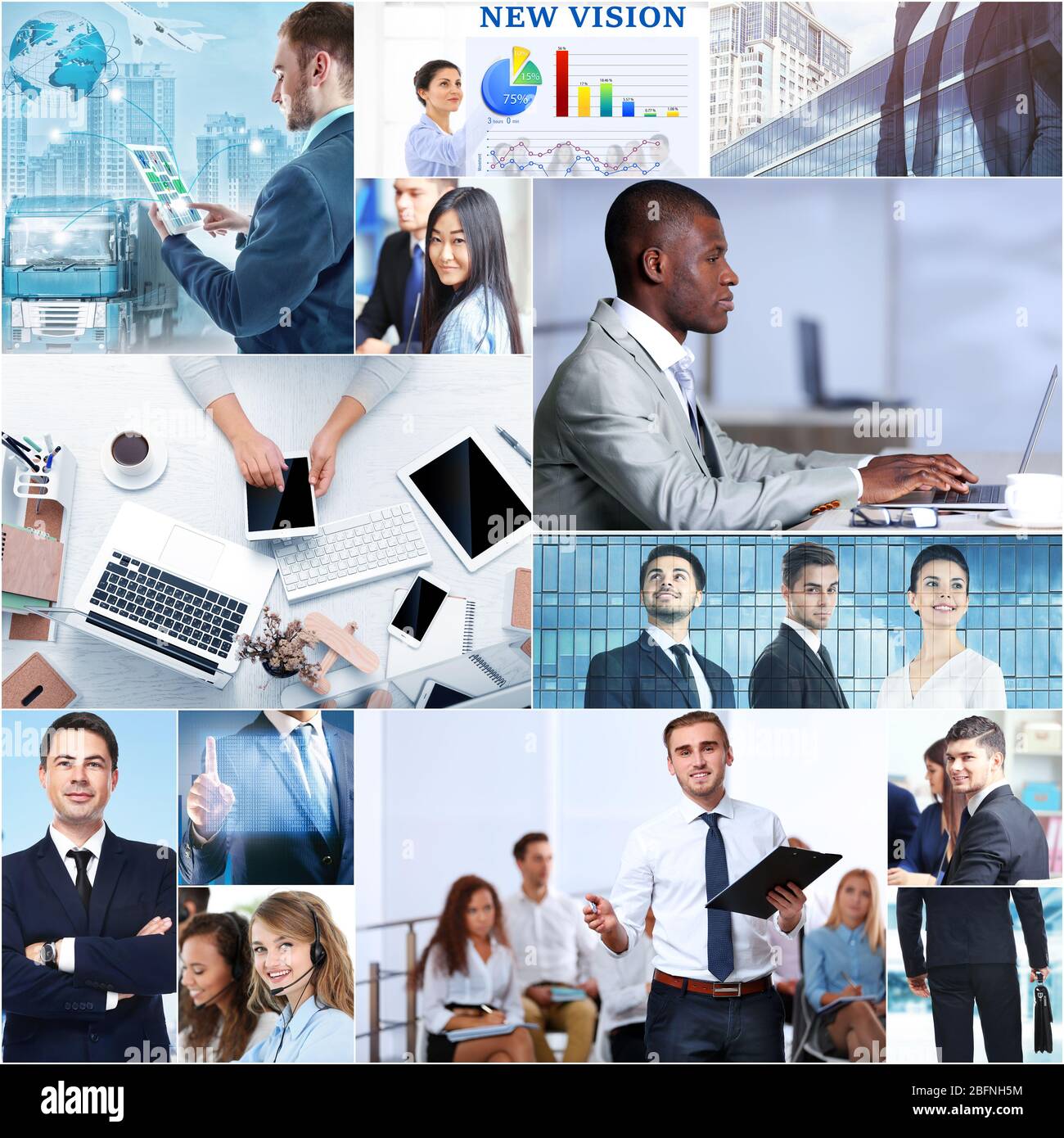 Collage of business people. Teamwork concept Stock Photo - Alamy