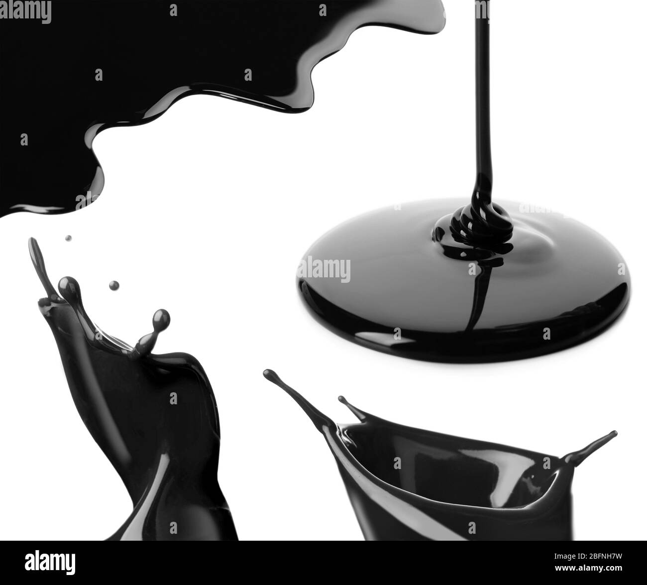 Black fluid on white background Stock Photo - Alamy