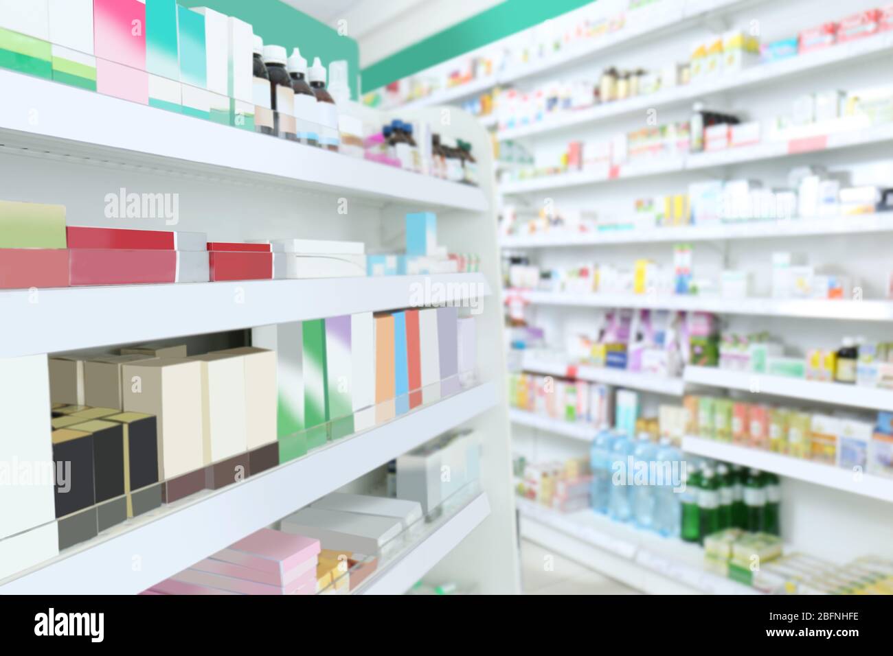 Various products on shelves at store Stock Photo - Alamy