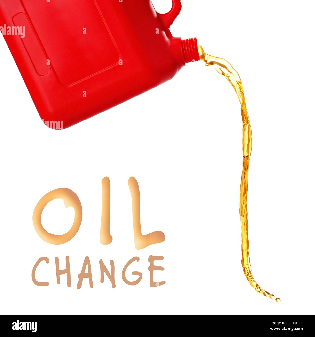 Plastic canister and oil splash on white background Stock Photo - Alamy
