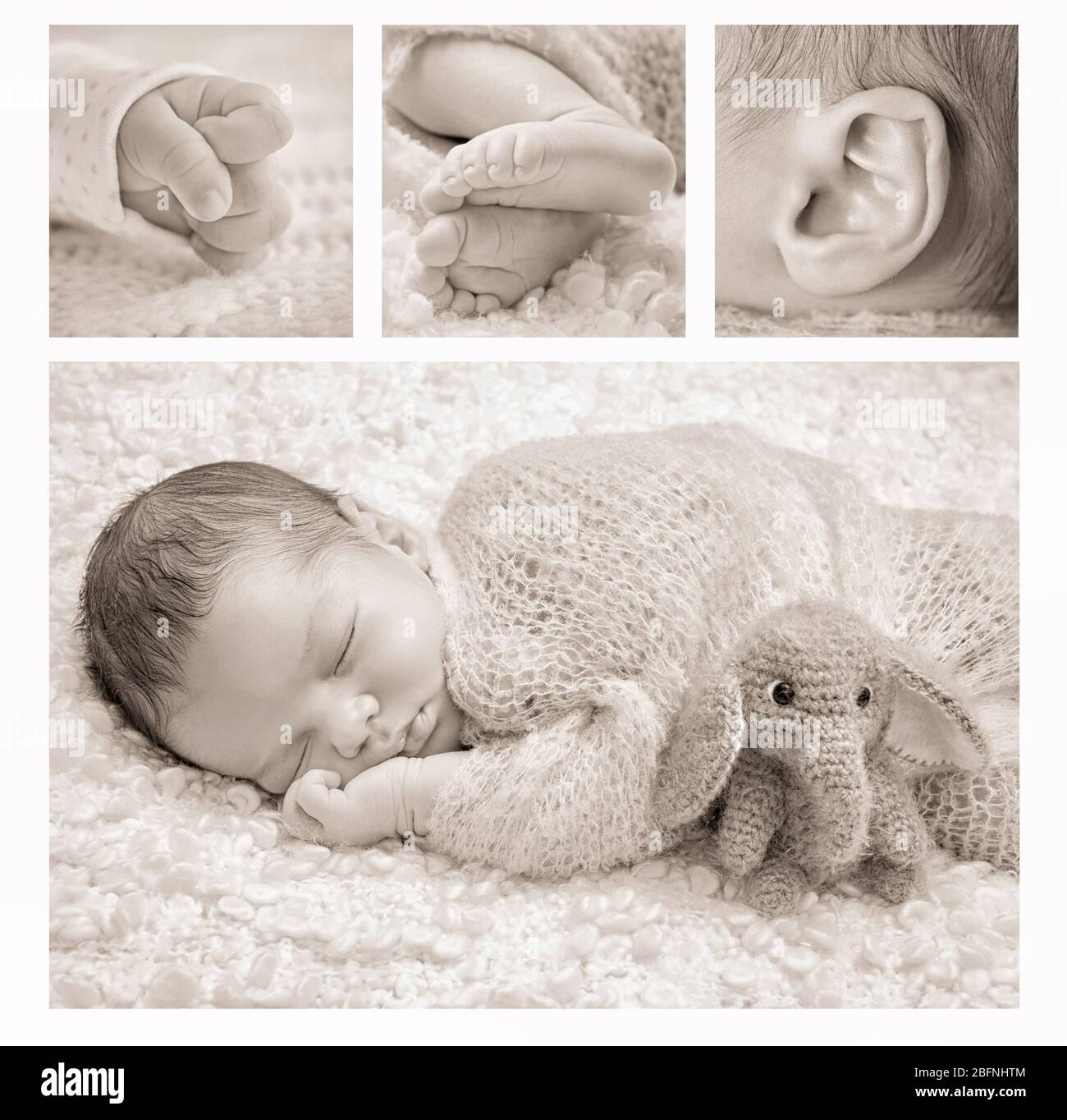 Collage with cute newborn baby Stock Photo - Alamy