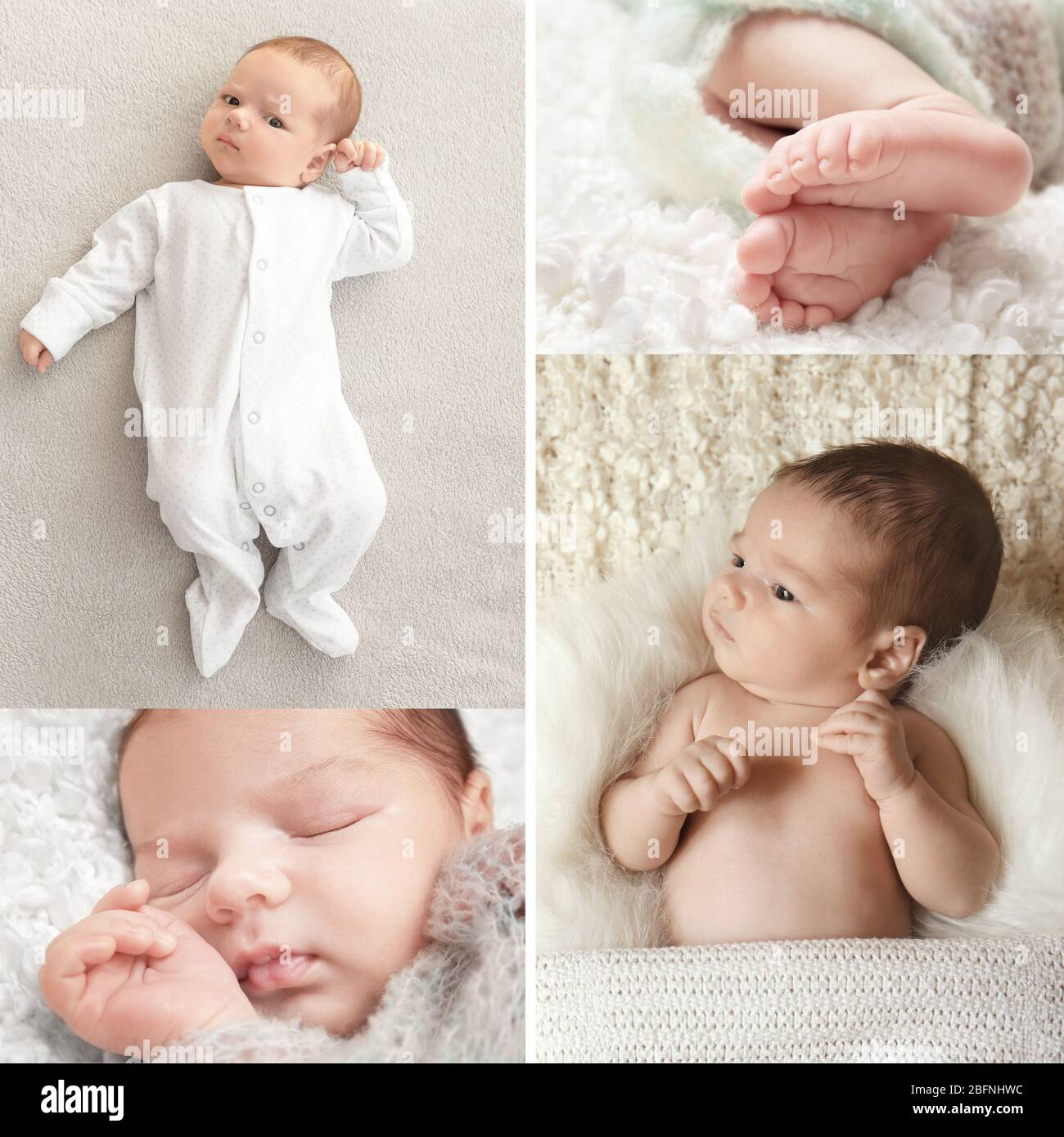 Collage with cute newborn baby Stock Photo - Alamy