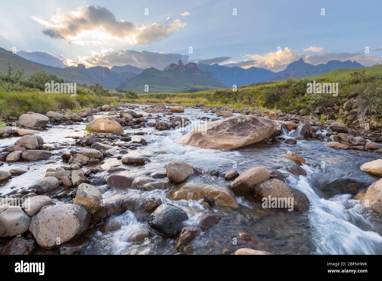 River flowing over rocks in river bed Stock Photo - Alamy