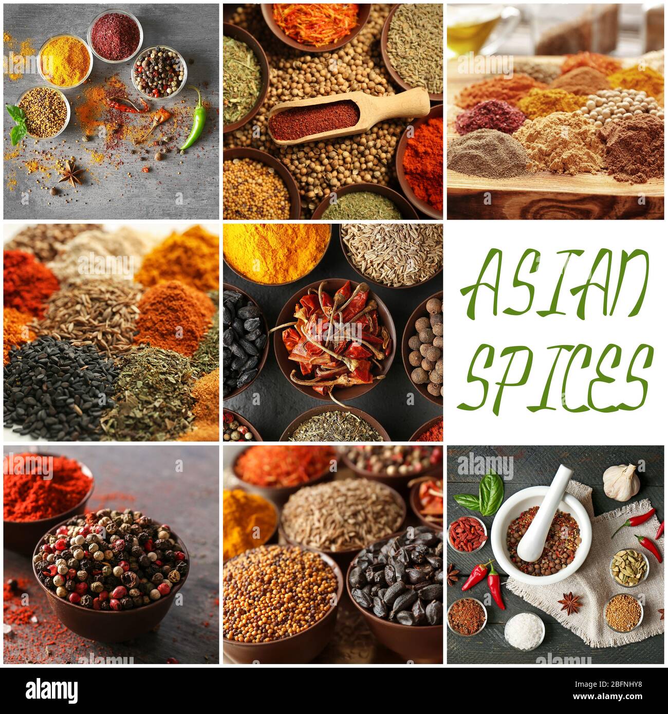 Collage of various spices hi-res stock photography and images - Alamy