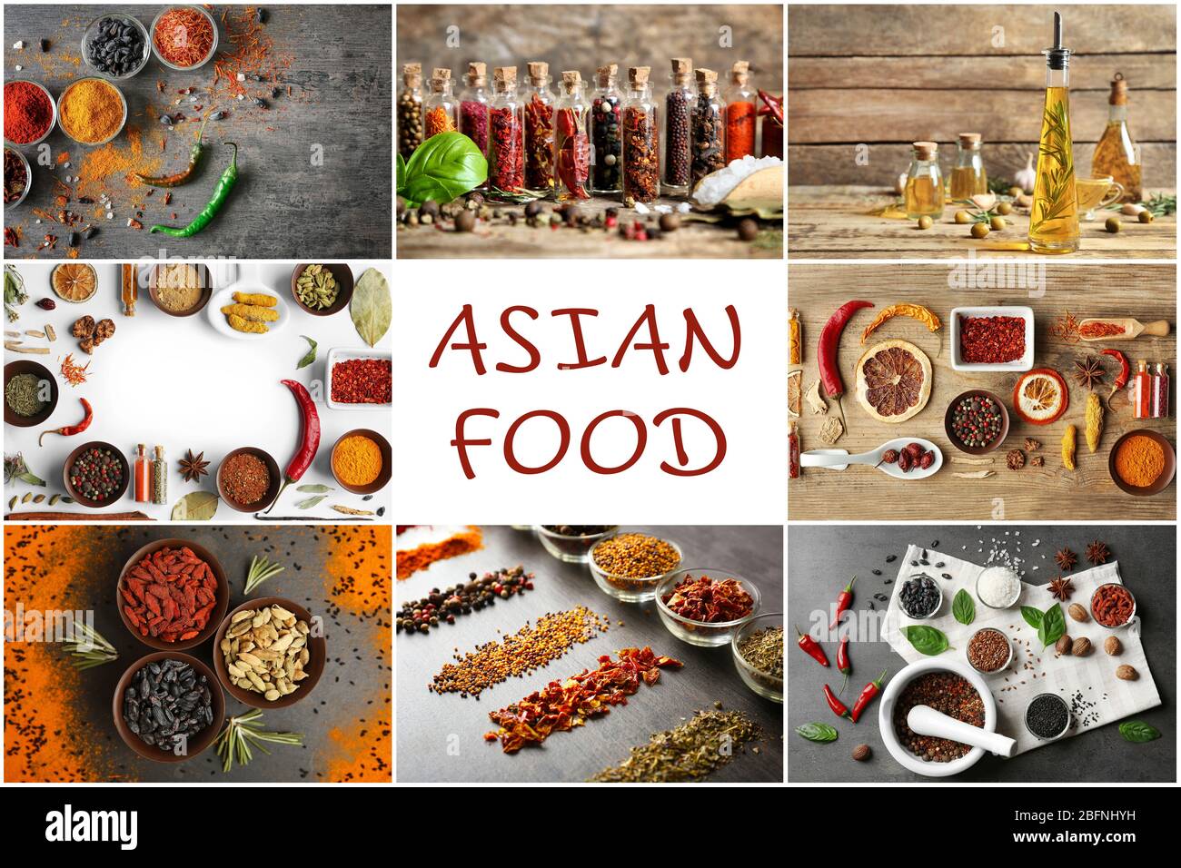Collage with different spices Stock Photo - Alamy