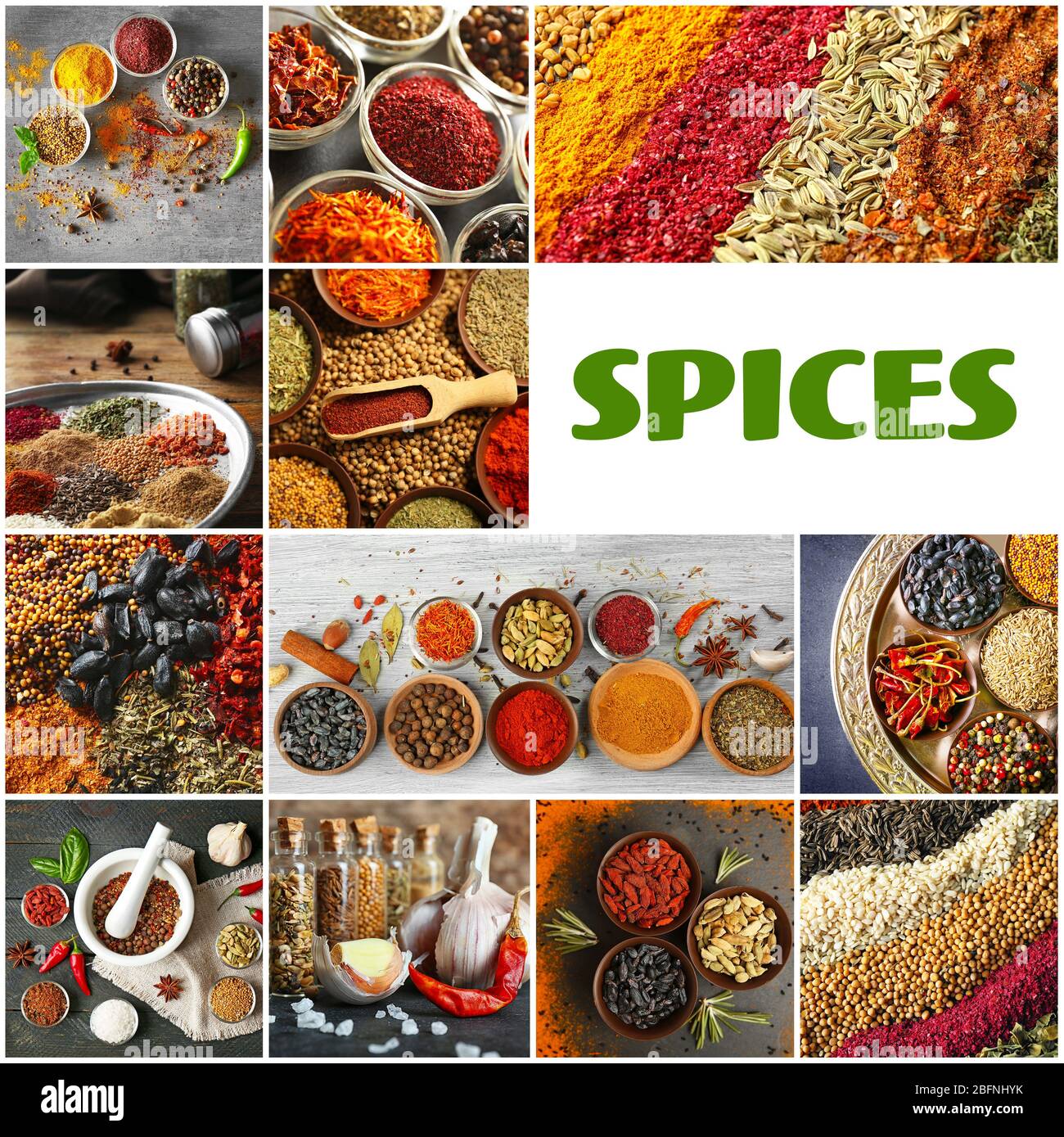 Collage of various spices hi-res stock photography and images - Alamy