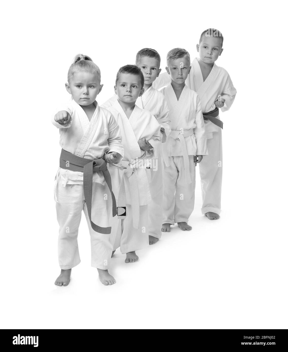 Little children practising karate on white background Stock Photo - Alamy